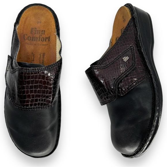 Finn Comfort | Shoes | Finn Comfort Aussee Clog Black Napa Croc Size 85 ...